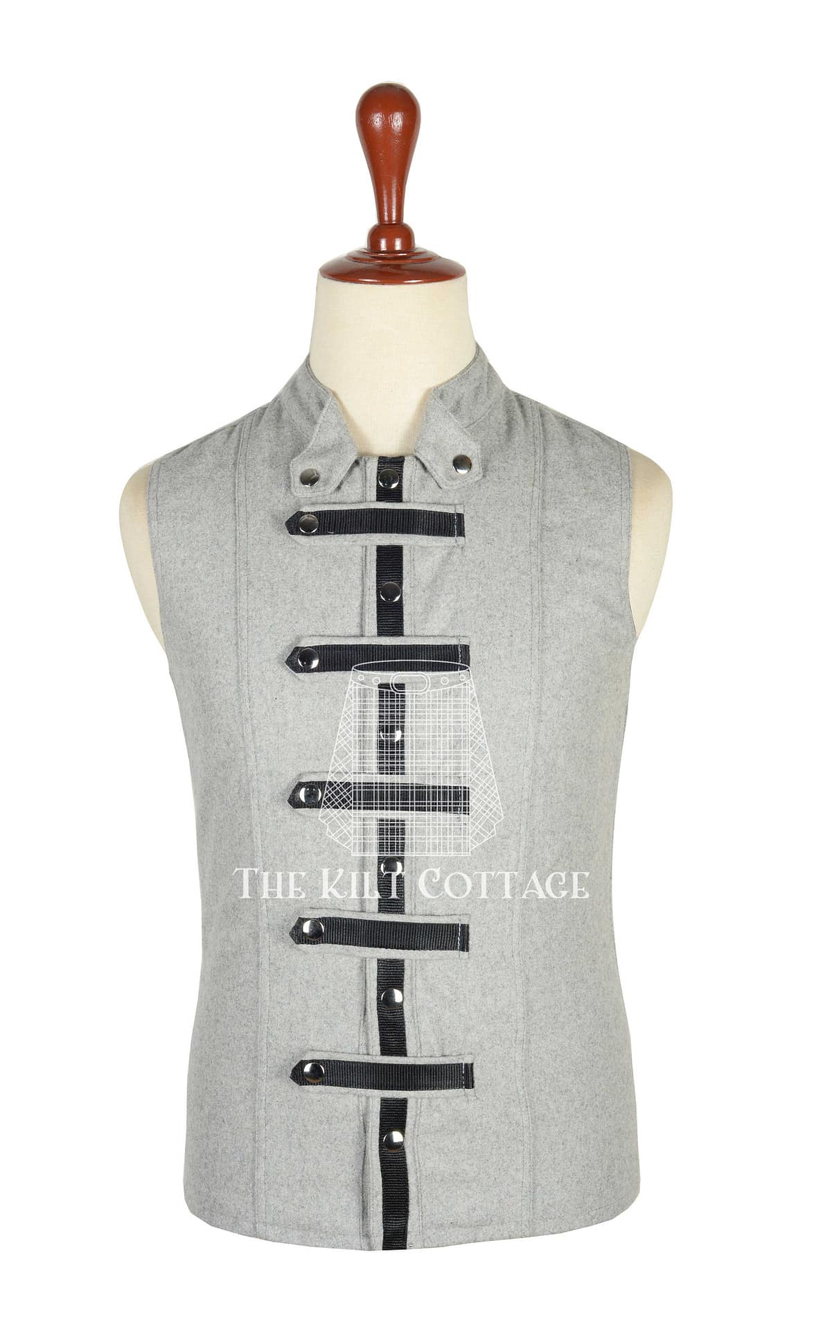 Gray Wool Punk Rock Gothic Vest - Kilt Cottage